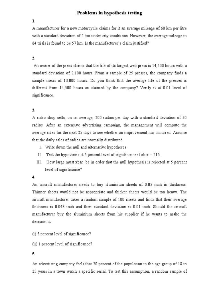 Problems In Hypothesis Testing Pdf Statistical Significance