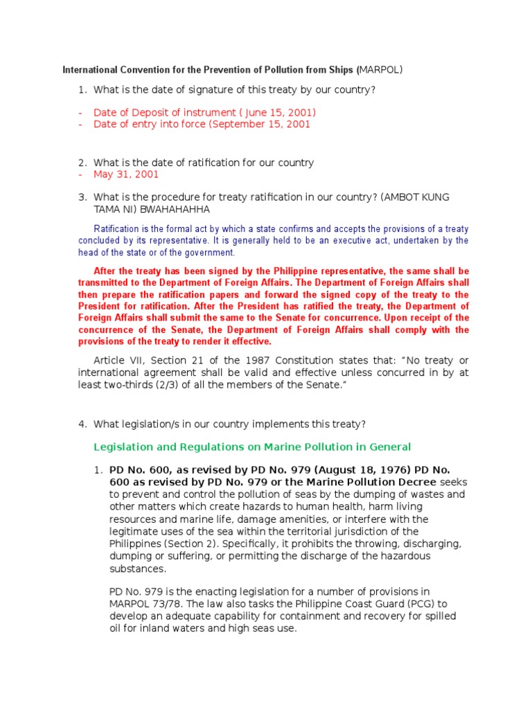 MARPOL | PDF | Ratification | Treaty