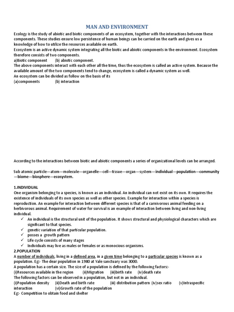 Man and Environment | PDF | Food Web | Ecosystem