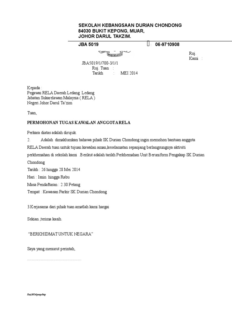 Contoh Surat Permohonan Bantuan Rela - AmayamcyDoyle