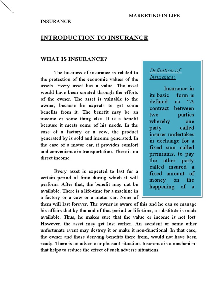 Introduction To Insurance | PDF | Business | Insurance
