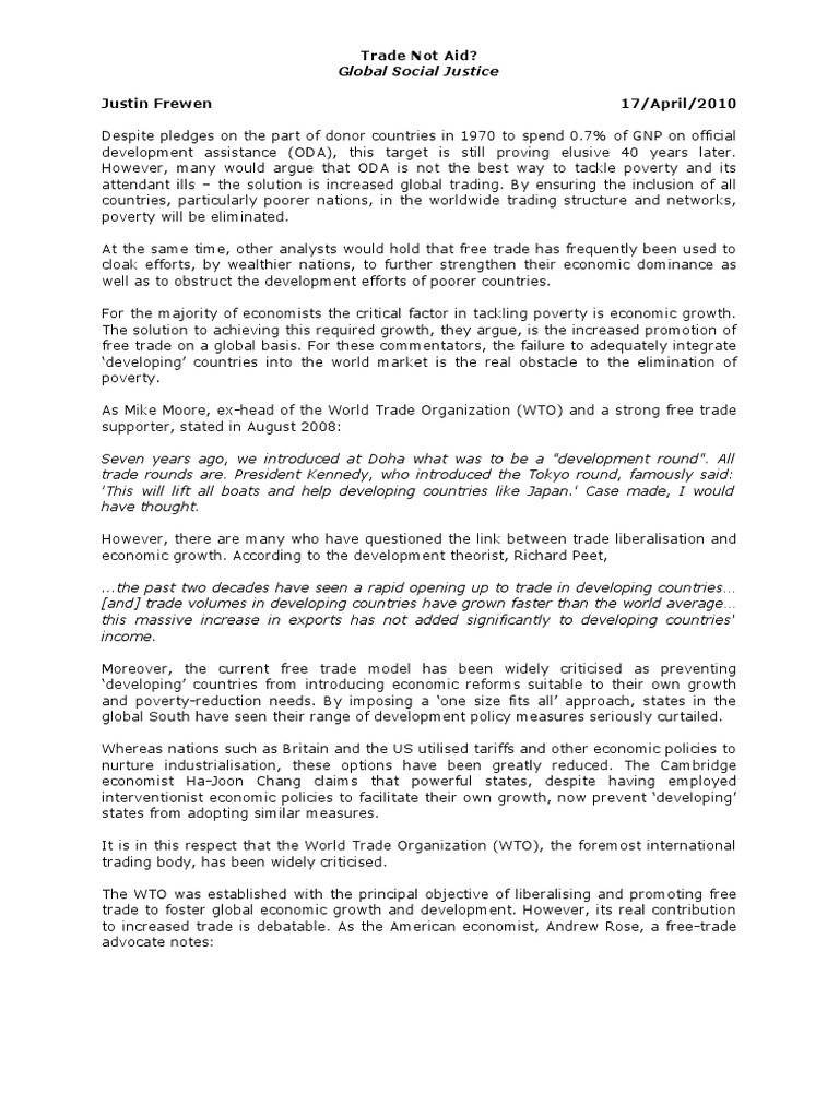 Trade Not Aid | PDF | World Trade Organization | Free Trade