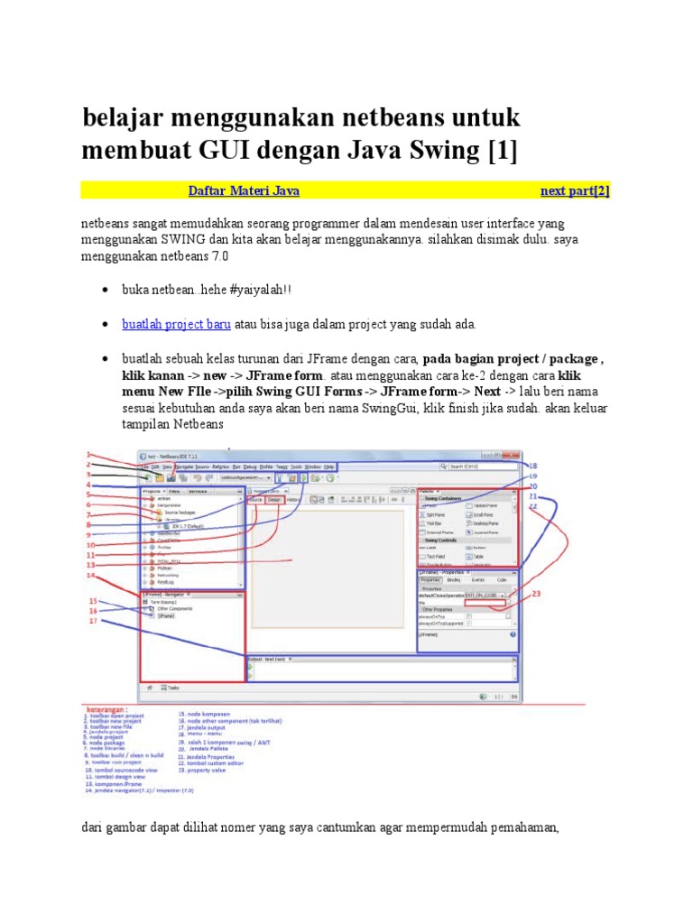 Belajar Menggunakan Netbeans Untuk Membuat GUI Dengan Java Swing | PDF | Teknologi & Rekayasa