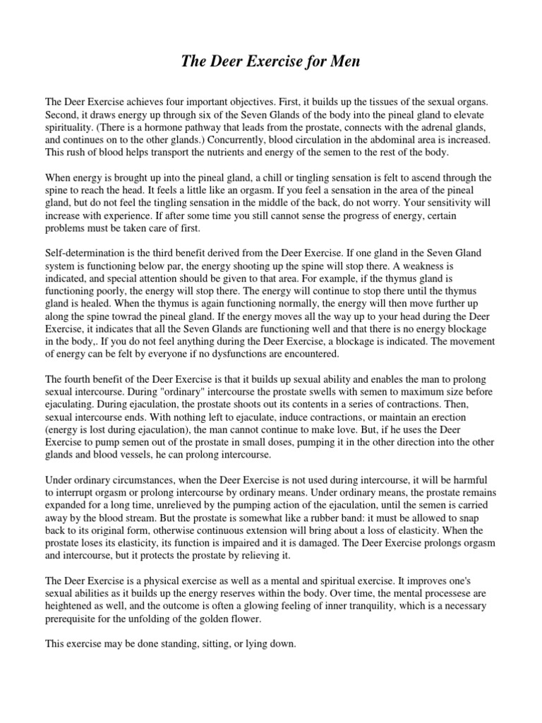 The Deer Exercise For Men | PDF | Prostate | Sexual Intercourse