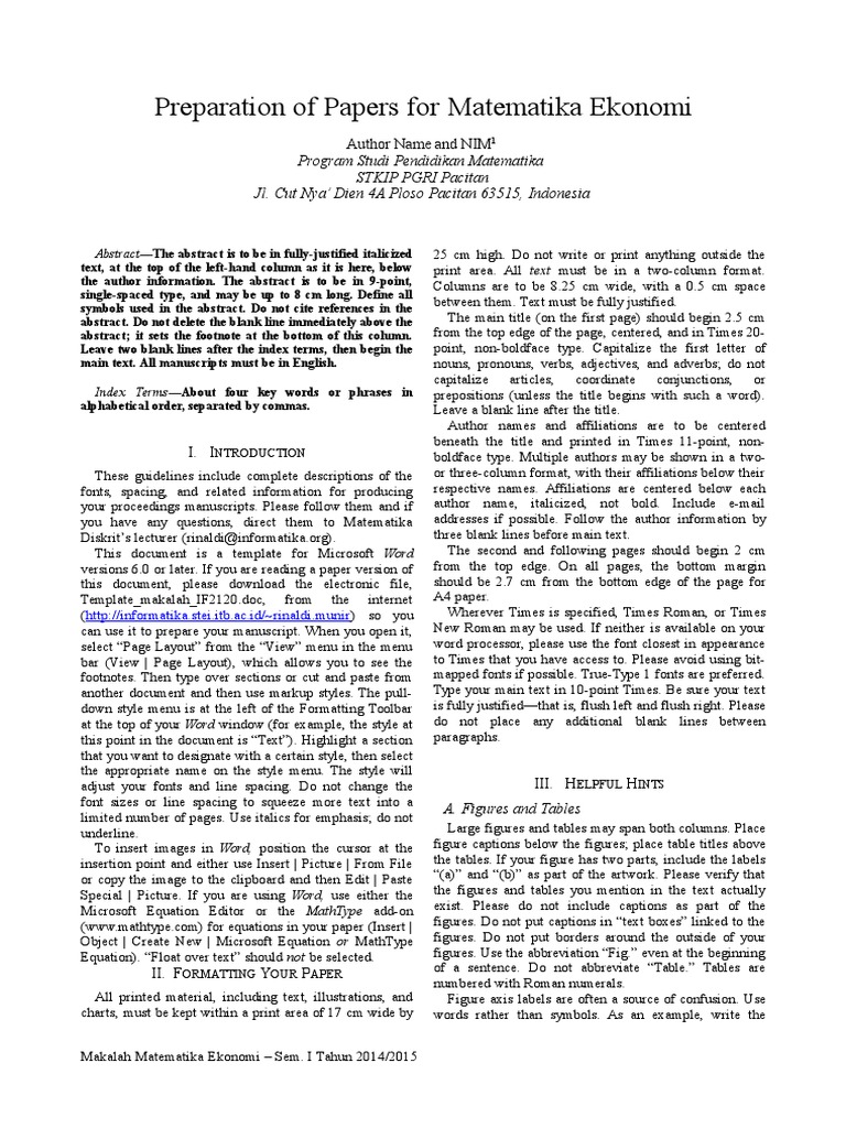 Template Makalah | PDF | Bracket | Note (Typography)