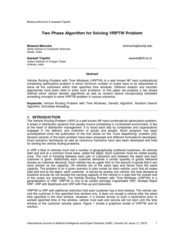 Two Phase Algorithm For Solving VRPTW Problem | PDF | Metaheuristic | Genetic Algorithm