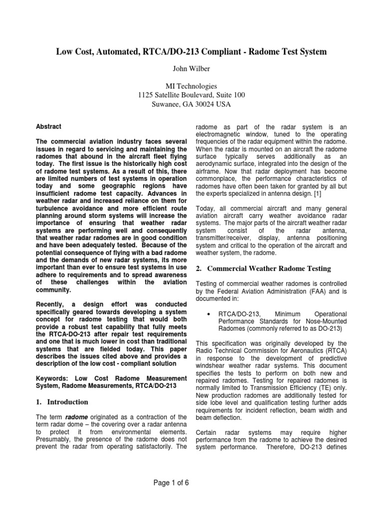 Radome Test System | PDF | Antenna (Radio) | Radar