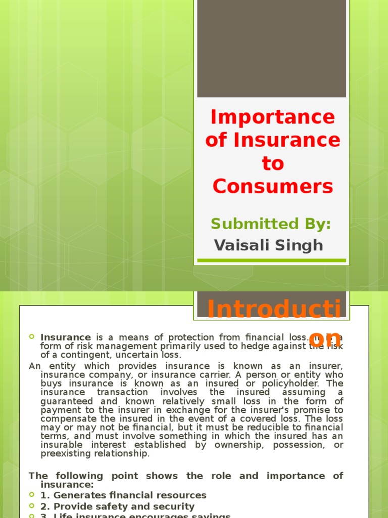 Importance of Insurance To Consumers | PDF | Insurance | Financial Risk