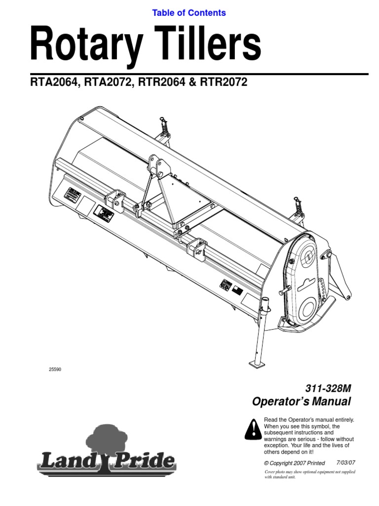 Rotary Tillers: RTA2064, RTA2072, RTR2064 & RTR2072 | PDF | Clutch ...
