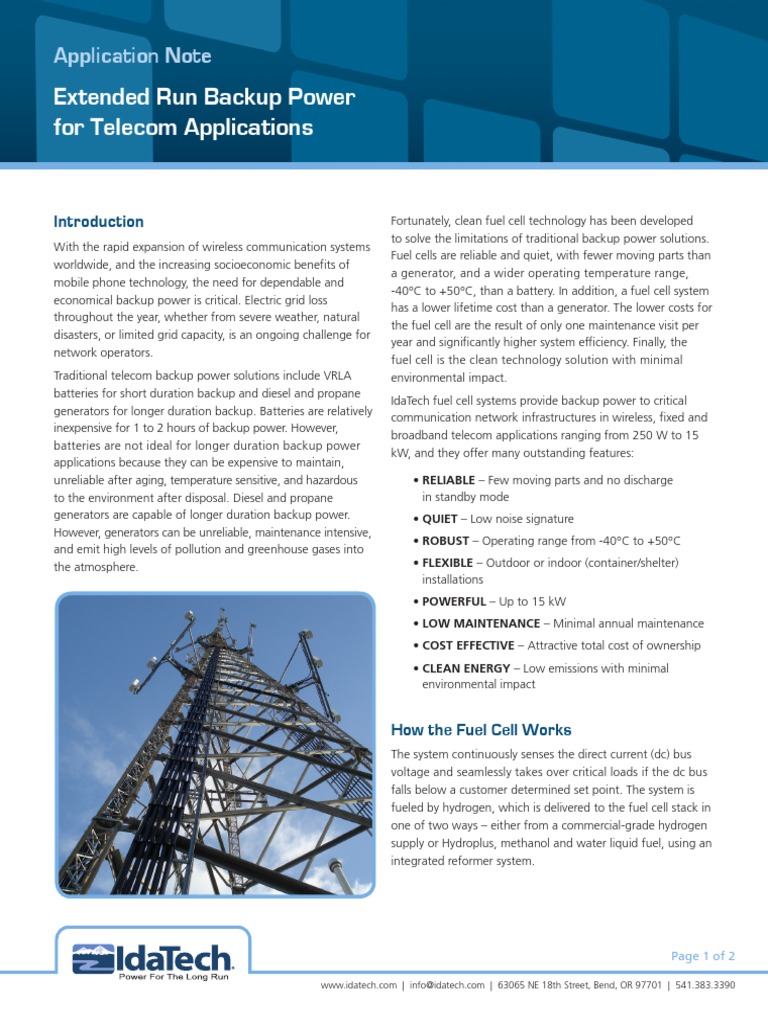 Telecom - Appnote Fuel Cell | PDF | Battery (Electricity) | Fuel Cell