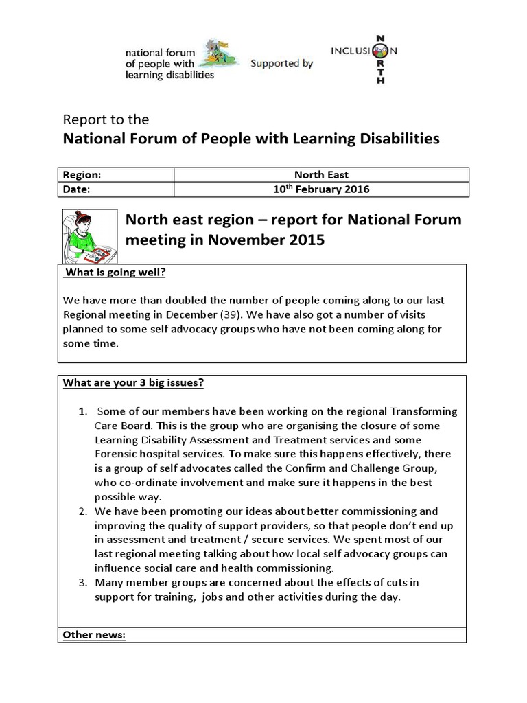 National Forum of People With Learning Disabilities: Report To The | PDF
