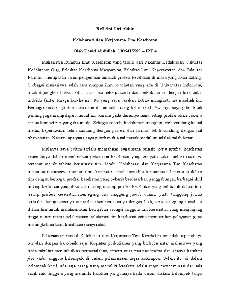 Kolaborasi Dan Kerjasama Tim Kesehatan | PDF