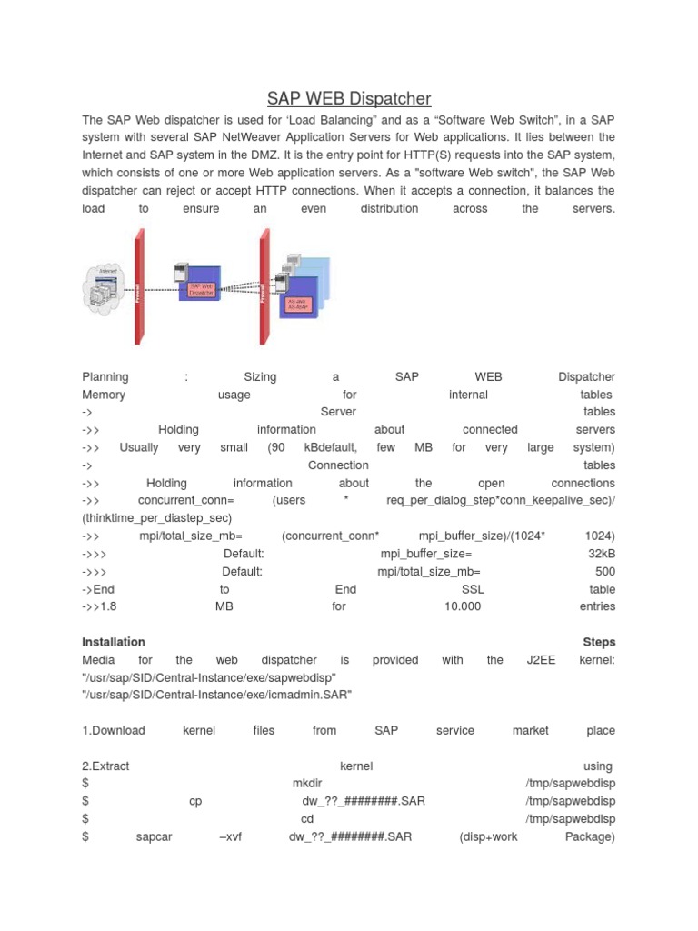 SAP WEB Dispatcher: Installation Steps | PDF | Hypertext Transfer ...