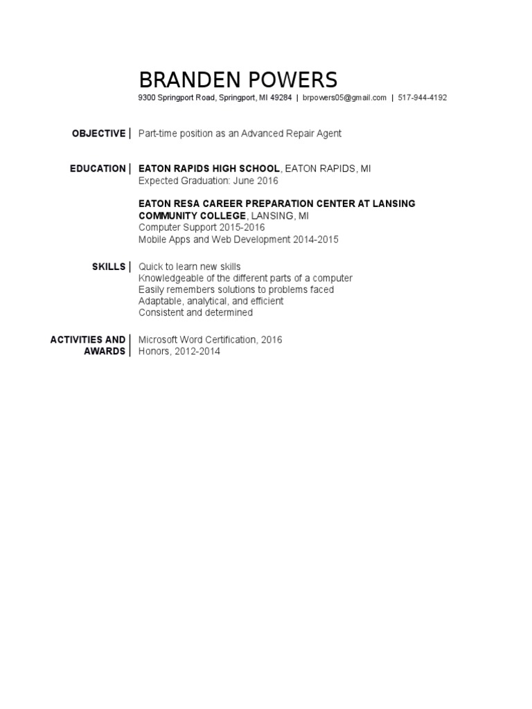 Resume Branden | PDF