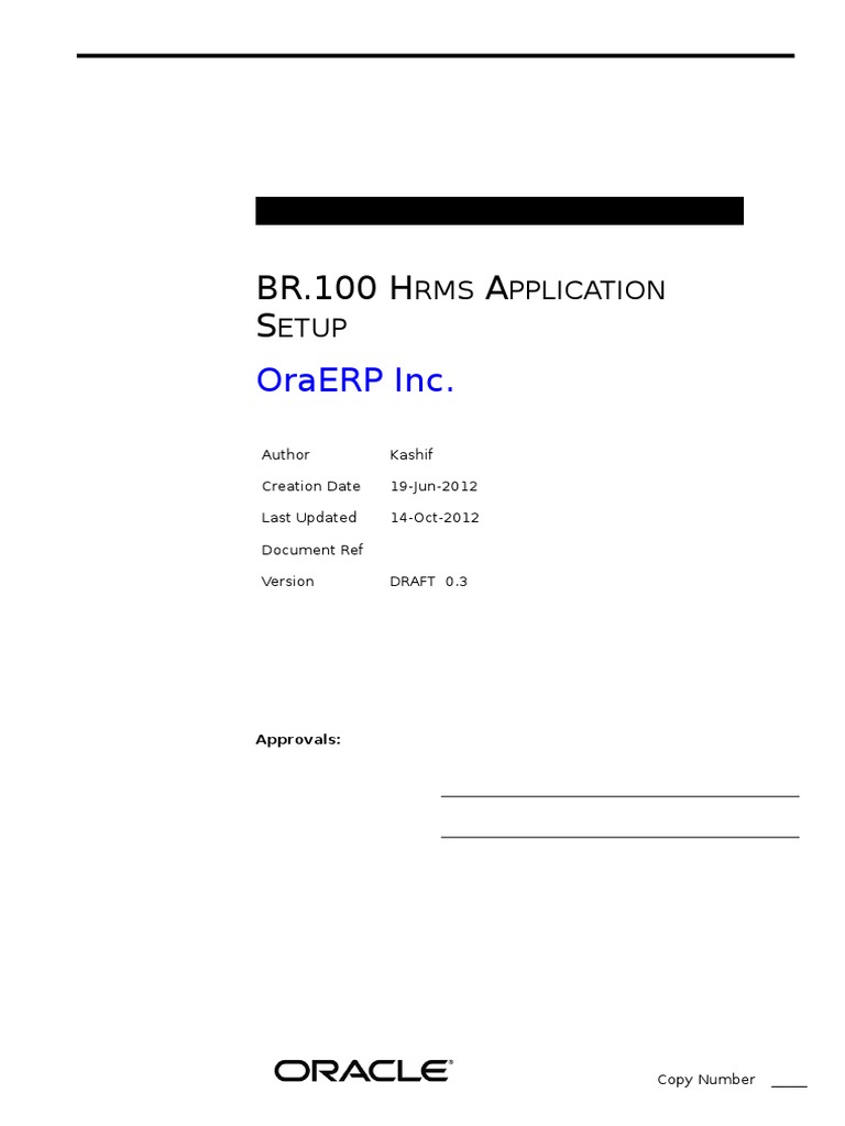 OraERP BR100 HRMS Application Setup | PDF | Microsoft Excel | Document