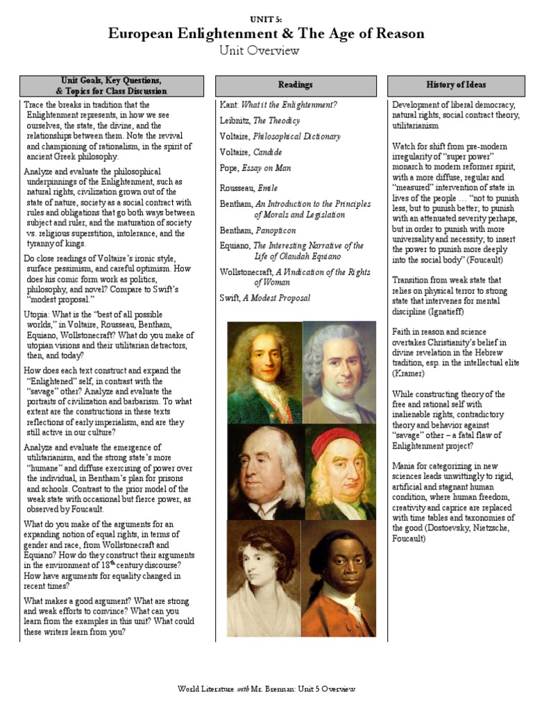 Enlightenment Literature Unit Overview | PDF | Age Of Enlightenment ...