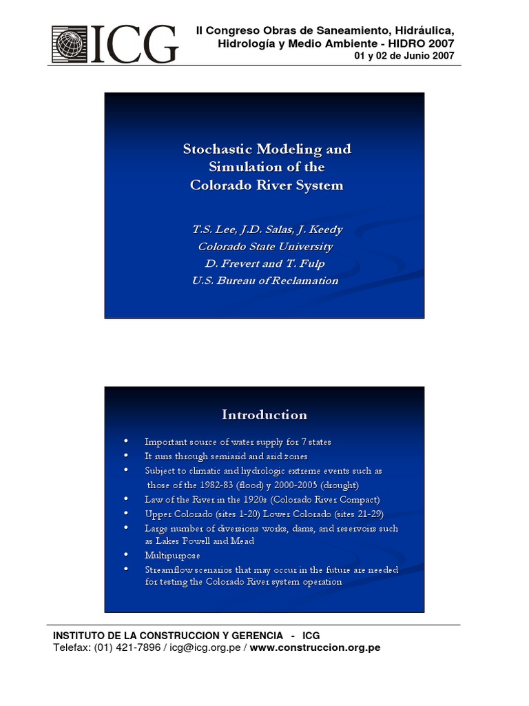 Stochastic Modeling and Simulation of The Colorado River System | PDF ...