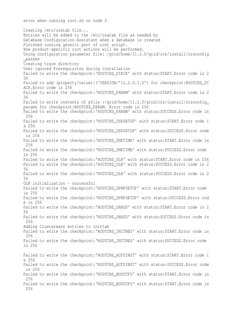 Error Starting Oracle Grid Infrastructure During Installation on Node 2 Due to Failure to Write ...