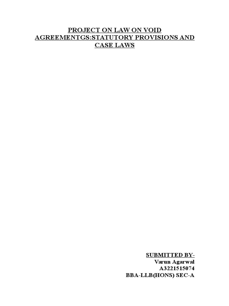 Project On Law On Void Agreementgs | PDF | Void (Law) | Legal Ethics