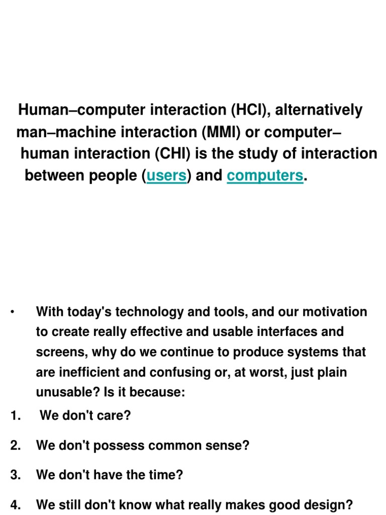 Human Computer Interaction Lecture Notes On Unit 1 Human Computer Interaction Graphical User