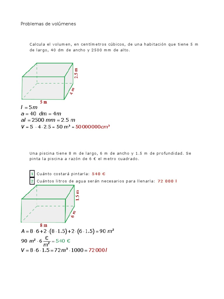 Problemas de Volúmenes y Superficies | PDF