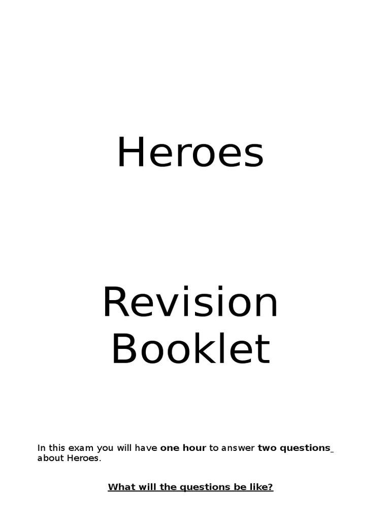 'Heroes' Revision Booklet | PDF | Hero | Essays