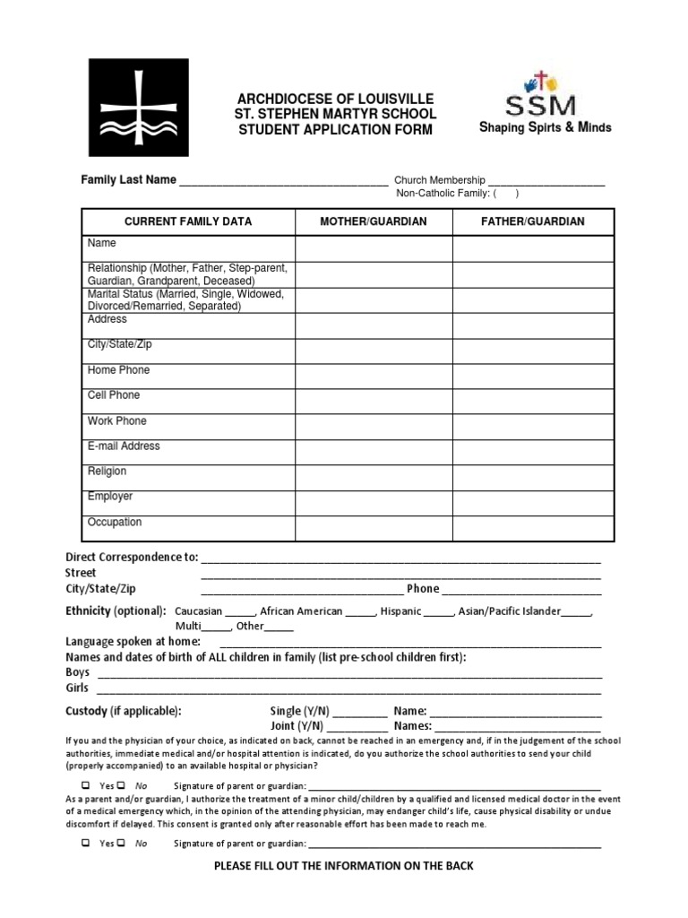 SSM Student Application Form 2016 | PDF | Confirmation | Parent