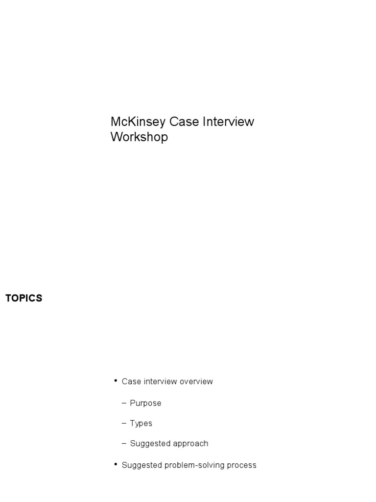 Mckinsey Case Interview Workshop | PDF | Hypothesis | Creativity