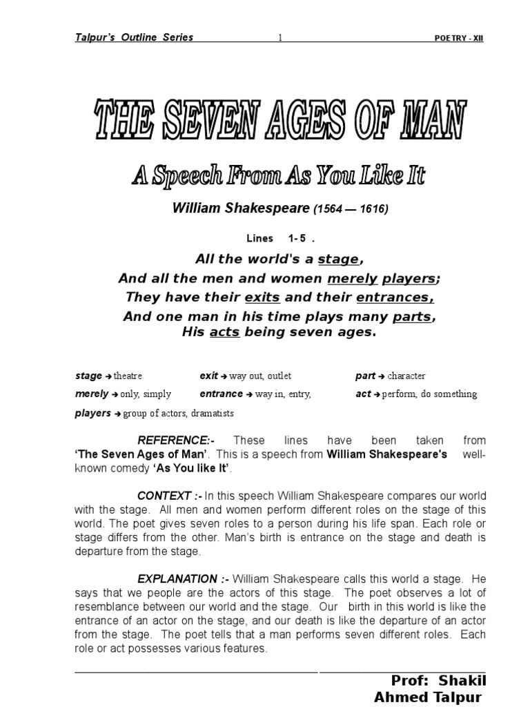 Shakespeare's Seven Ages of Man Explained | PDF | Samson | Theatre