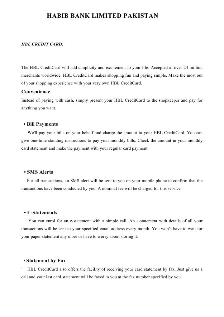 HBL | PDF | Credit Card | Banks