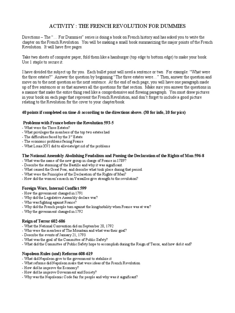 French Revolution For Dummies | PDF | Reign Of Terror | French Revolution