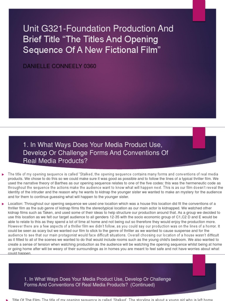 Unit G321-Foundation Production and Brief Title "The Titles and Opening Sequence of A New ...