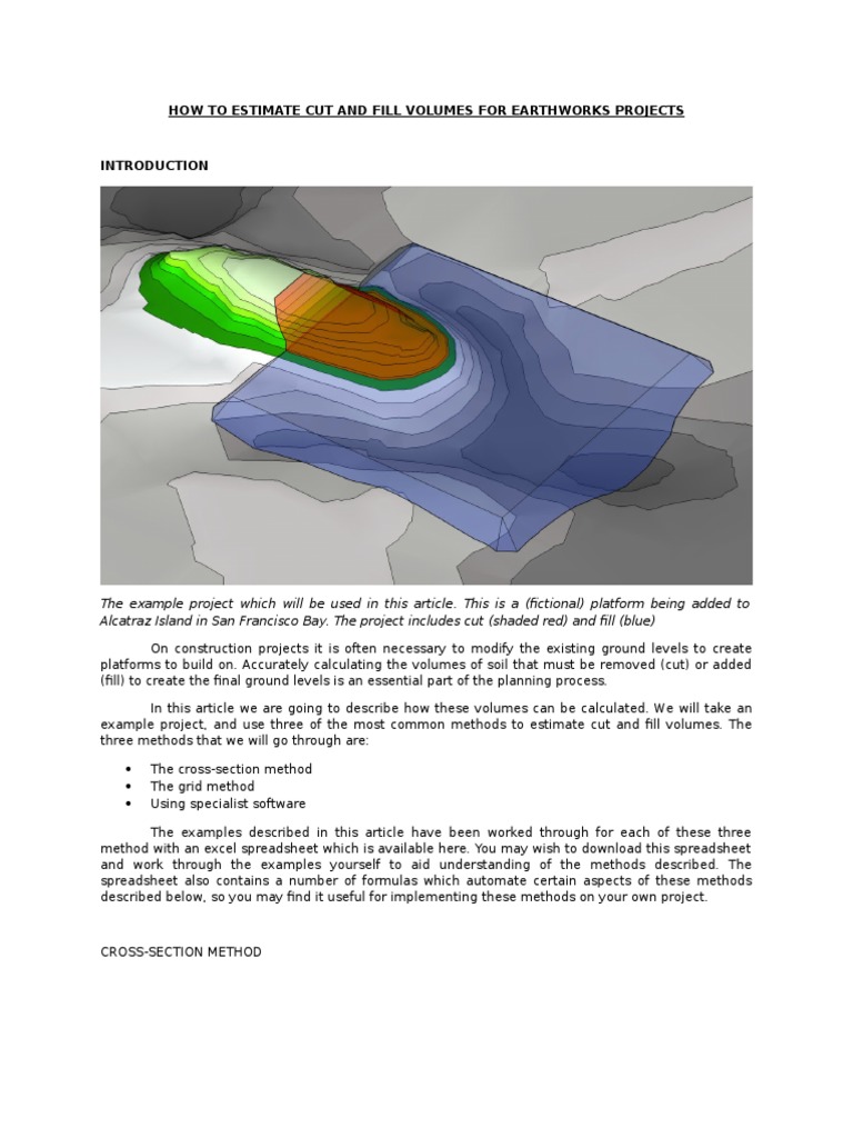 Planning - Cut & Fill, Site Grading | Volume | Spreadsheet