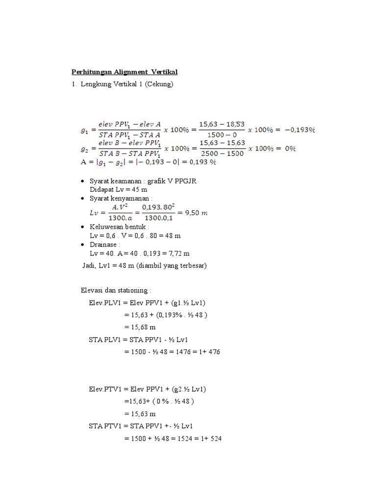 CONTOH Perhitungan Alignment Vertikal | PDF