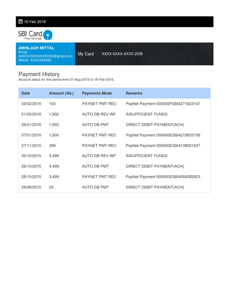 Payment History for Card XXXX-2038 | PDF