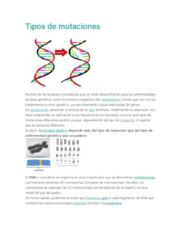 mutaciones resumen | Mutación | Gene