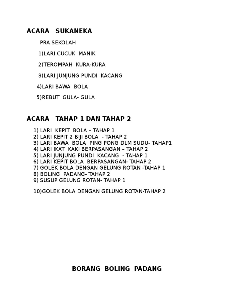 Acara Sukaneka | PDF