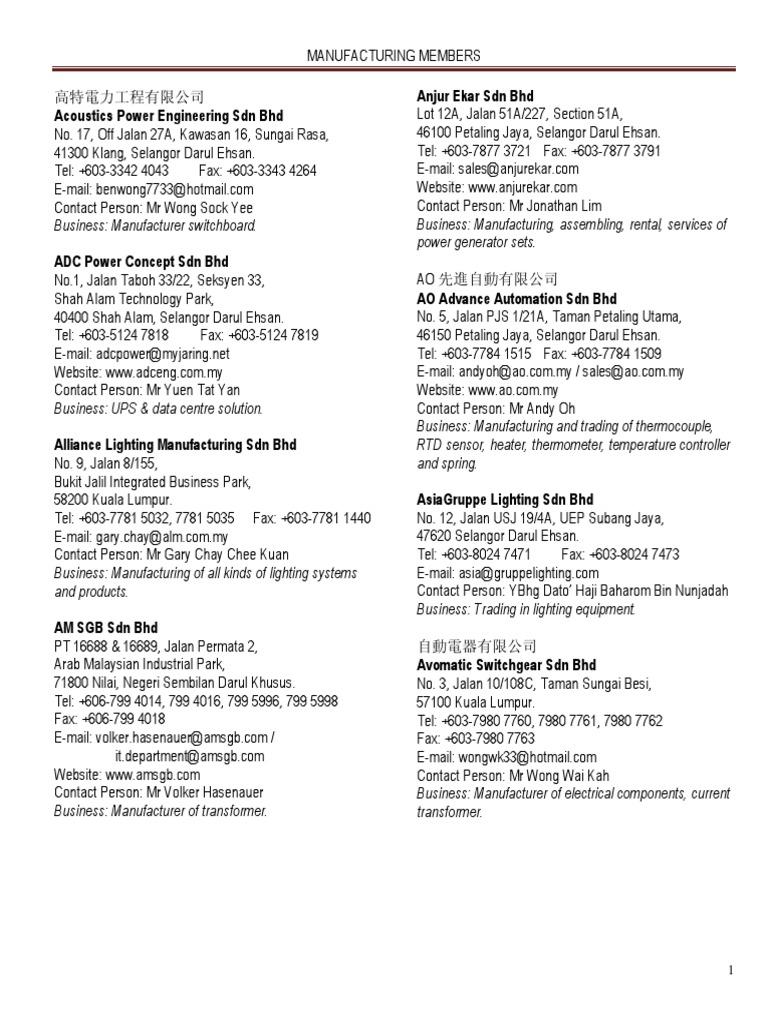 Electrical Manufacturing Companies List | PDF