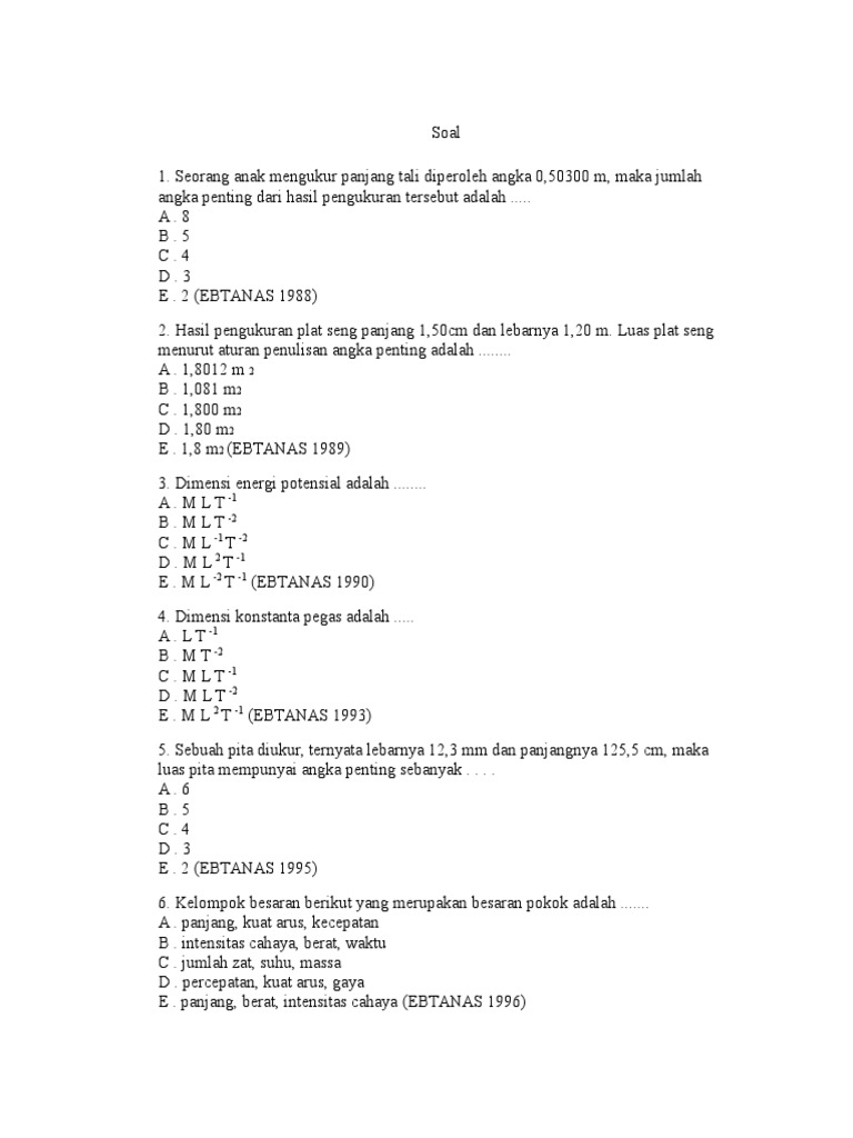Soal Fisika dan Angka Penting | PDF | Metode & Bahan Ajar