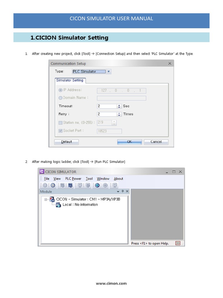 Cicon Simulator User Manual | PDF | Programmable Logic Controller | Ip Address