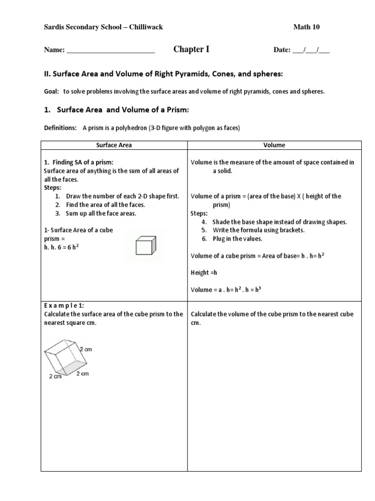 05 Lesson 5-9 Surface Area and Volume | PDF | Area | Sphere