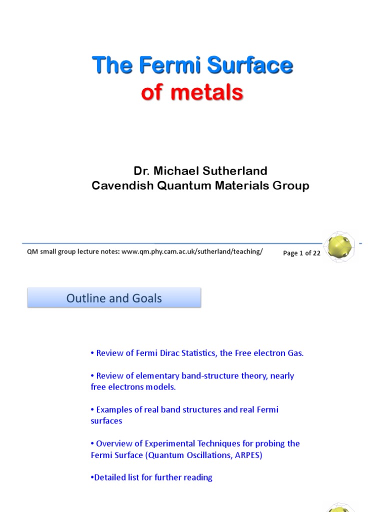 Fermi Surface of Metals | PDF | Spin (Physics) | Electron
