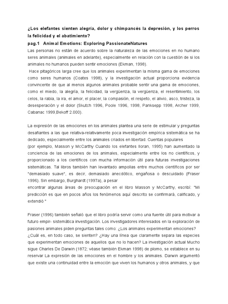 Emociones de Los Animales. | PDF | Las emociones | Science