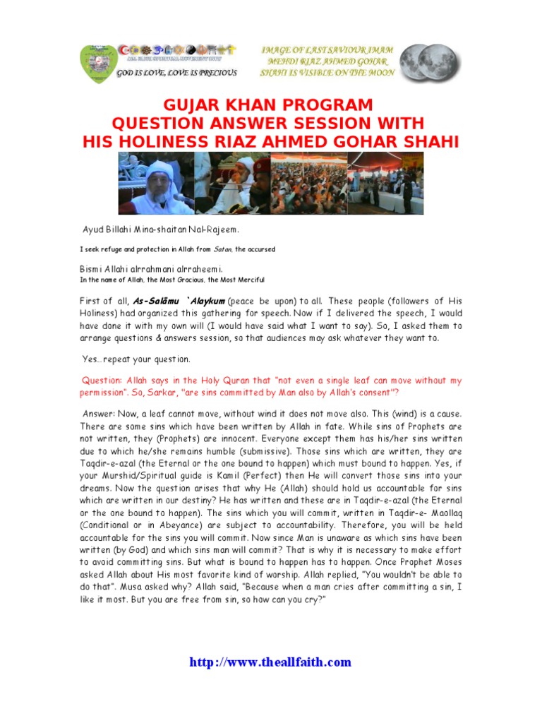 Riaz Ahmed Gohar Shahi in Gujar Khan | PDF | Prophets And Messengers In ...