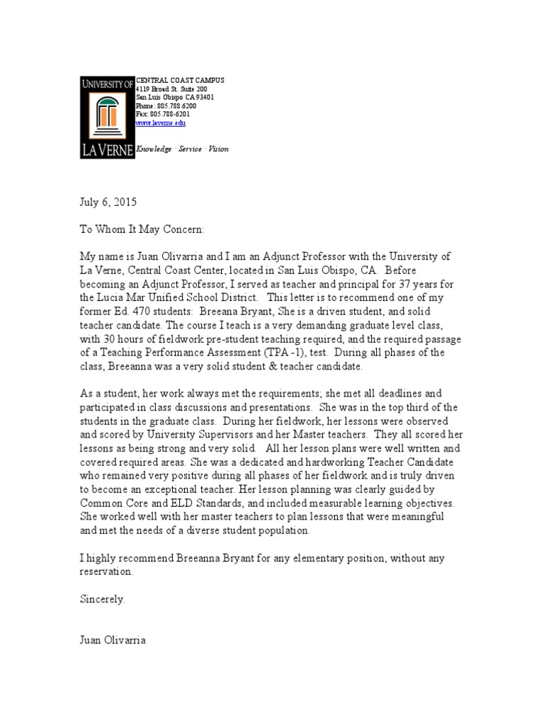 Breeanna Bryant Letter Head | PDF