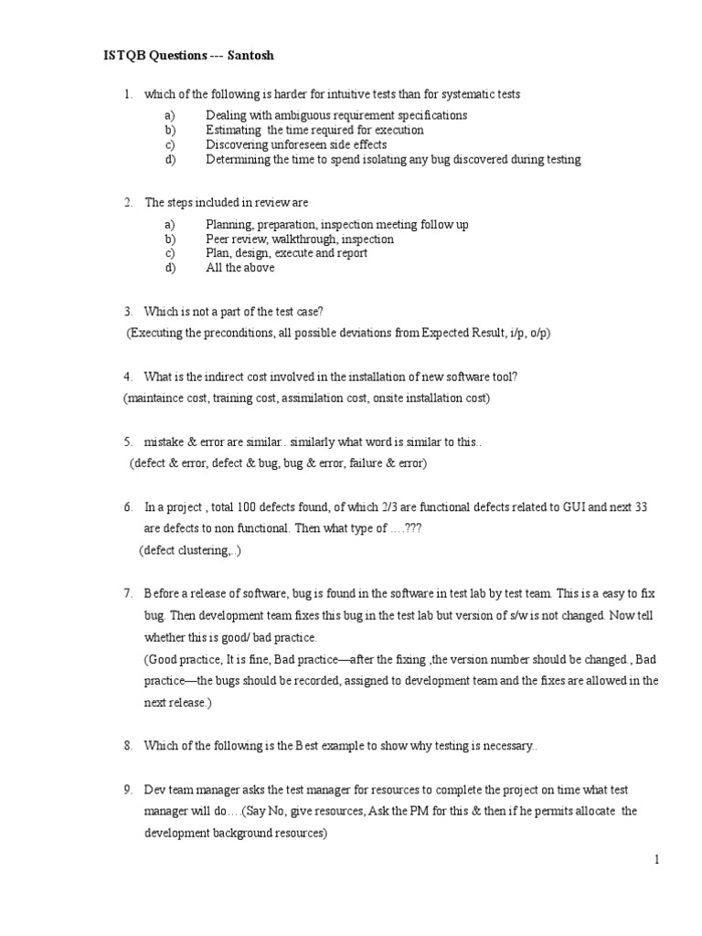 Istqb Questions by Santosh | PDF