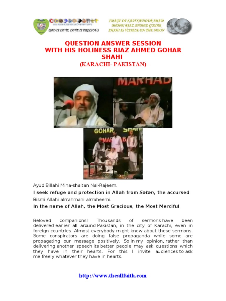 Syedna Riaz Ahmed Gohar Shahi in Karachi | PDF | Hadith | Ali