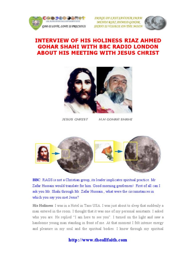 Jesus Meets His Holiness Riaz Ahmed Gohar Shahi in USA | PDF | Sacred ...