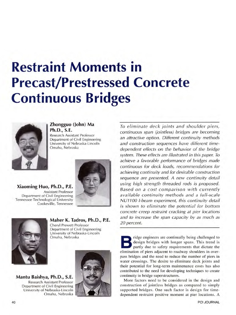 Restraint Moments in Continuous Bridges | PDF | Prestressed Concrete ...