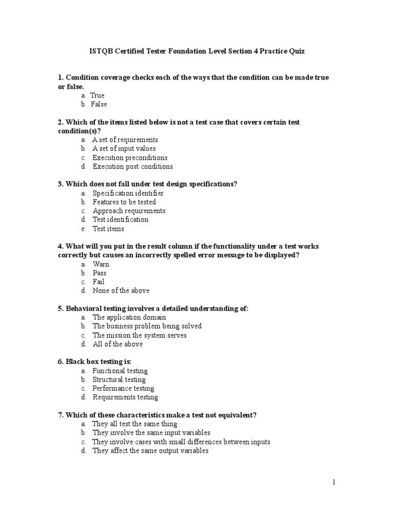 Istqb CTFL Section 4 Practice Quiz | PDF | Business